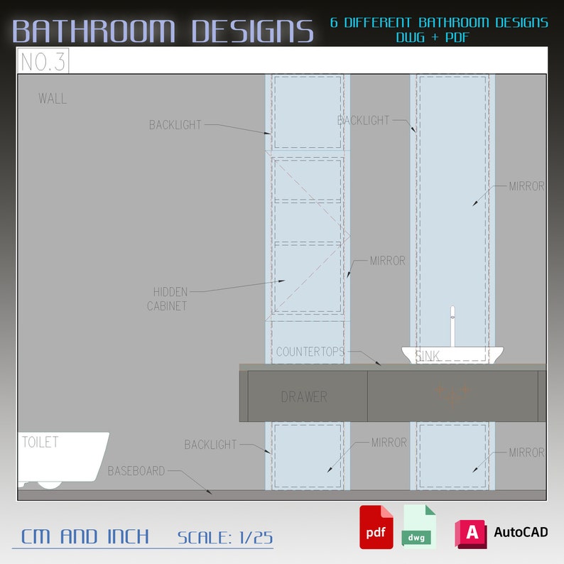 Bathroom Design DWG, Bathroom Design Ideas, Bathroom Design, Bathroom ...