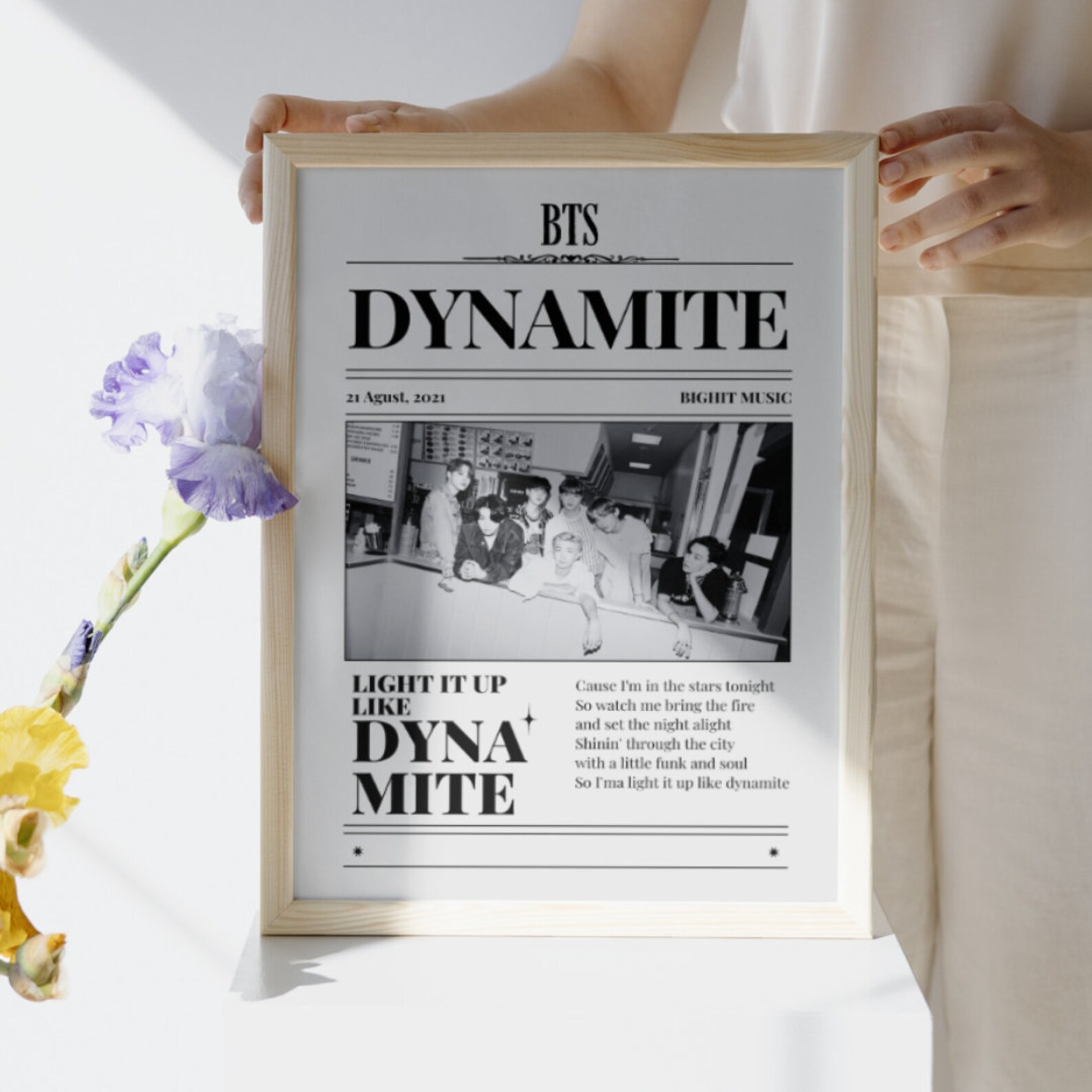 BTS Dynamite Digital Wall Poster | BTS Lyrics Wall Art | Aesthetic Kpop ...