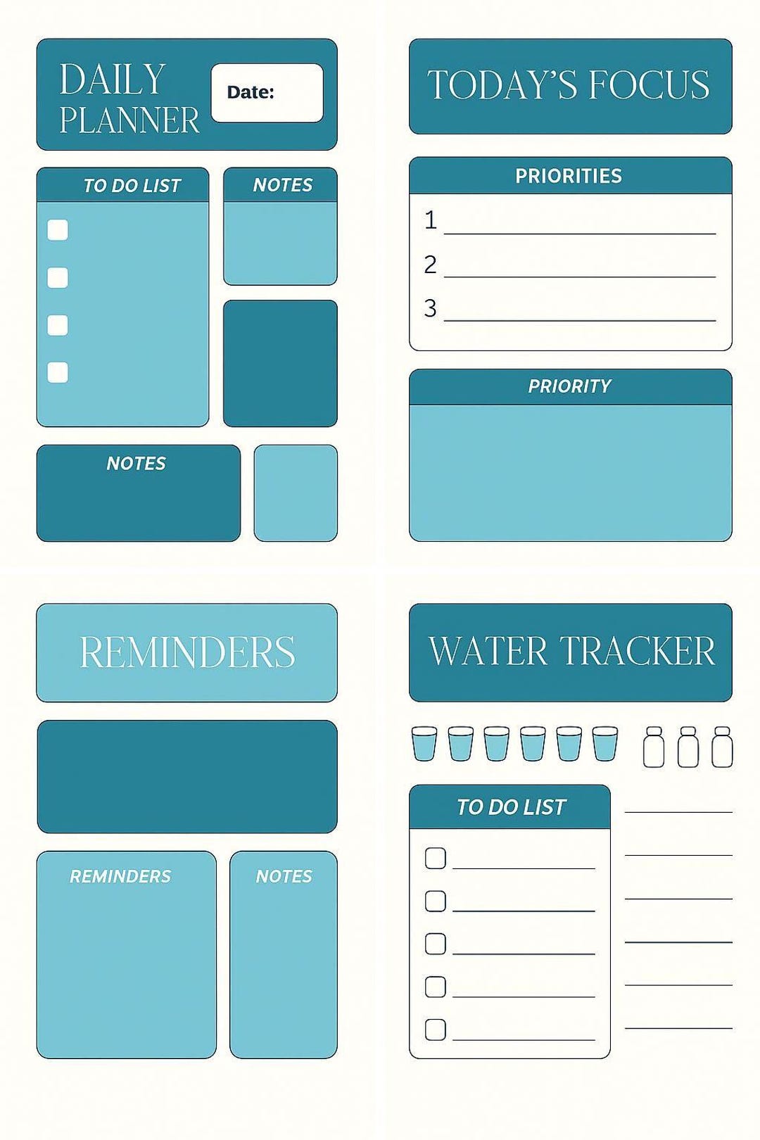 Daily Planner | Printable PDF & PNG | To-do List, Priorities, Reminders ...
