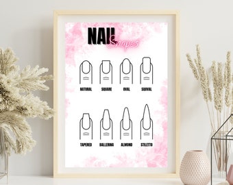 Nails Salon Wall Art Nail Shapes Poster, Manicure Wall Art, Nail Salon ...