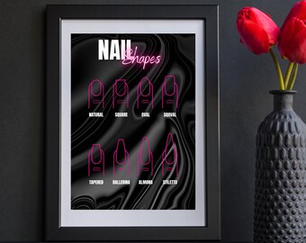 Nails Salon Wall Art Nail Shapes Poster, Manicure Wall Art, Nail Salon ...