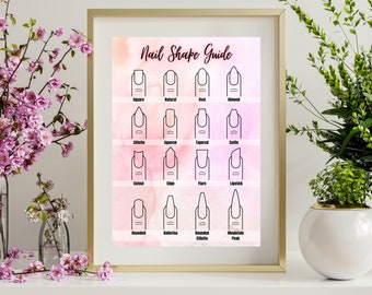 Nails Salon Decor, Nail Shape Poster, Nails Wall Art, Manicure Poster ...