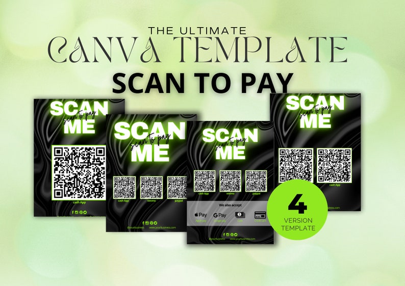 EDITABLE Scan to Pay Card, QR Code Sign Templates, Scan to Pay Sign ...