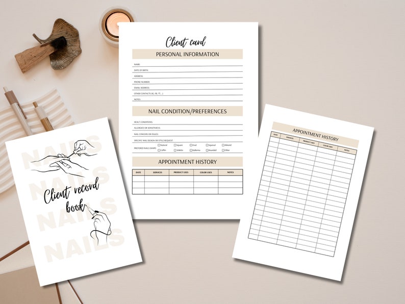EDITABLE Client Record Book Template, Nail Salon Printable Client Card, Canva Editable Client ...