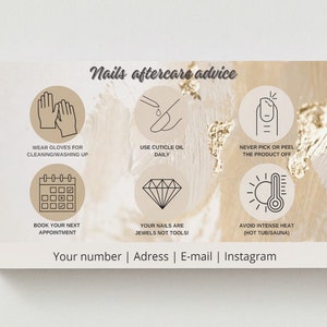Nail Aftercare Card Design Template, Modern Customer Cards, Editable ...