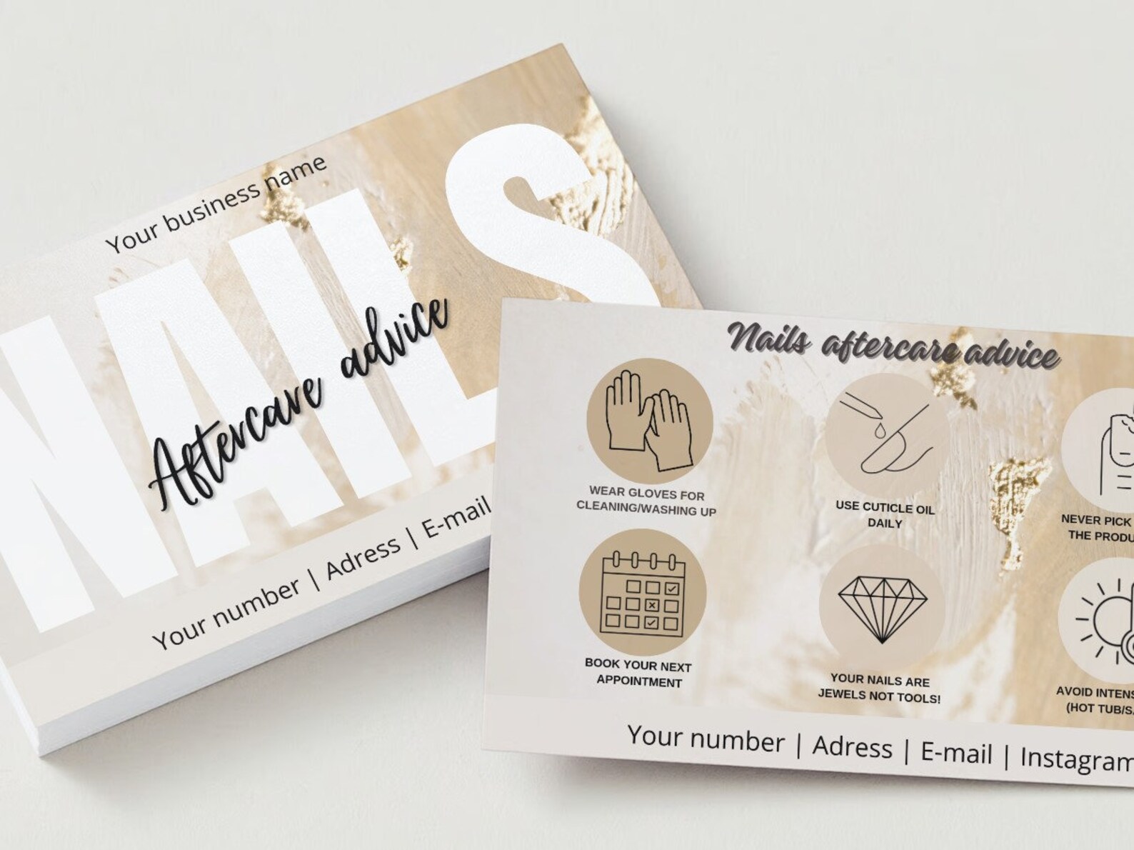 Nail Aftercare Card Design Template, Modern Customer Cards, Editable ...