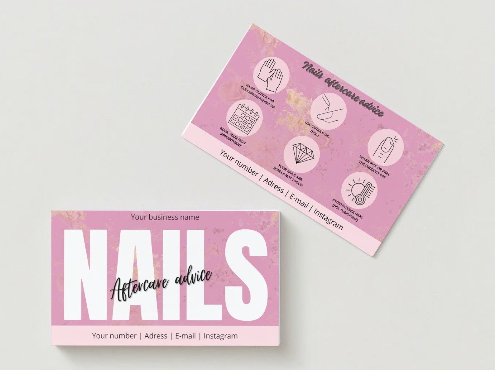 Nail Aftercare Card Design Template Modern Customer Card, Editable ...