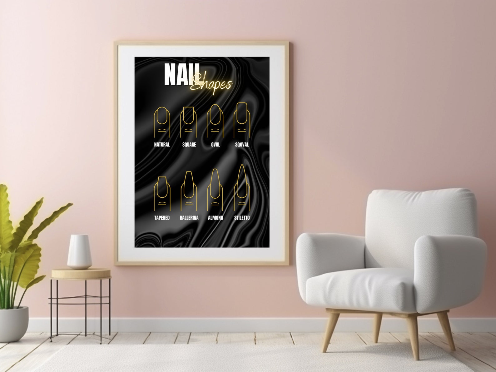 Nails Salon Wall Art Nail Shapes Poster, Manicure Wall Art, Nail Salon ...