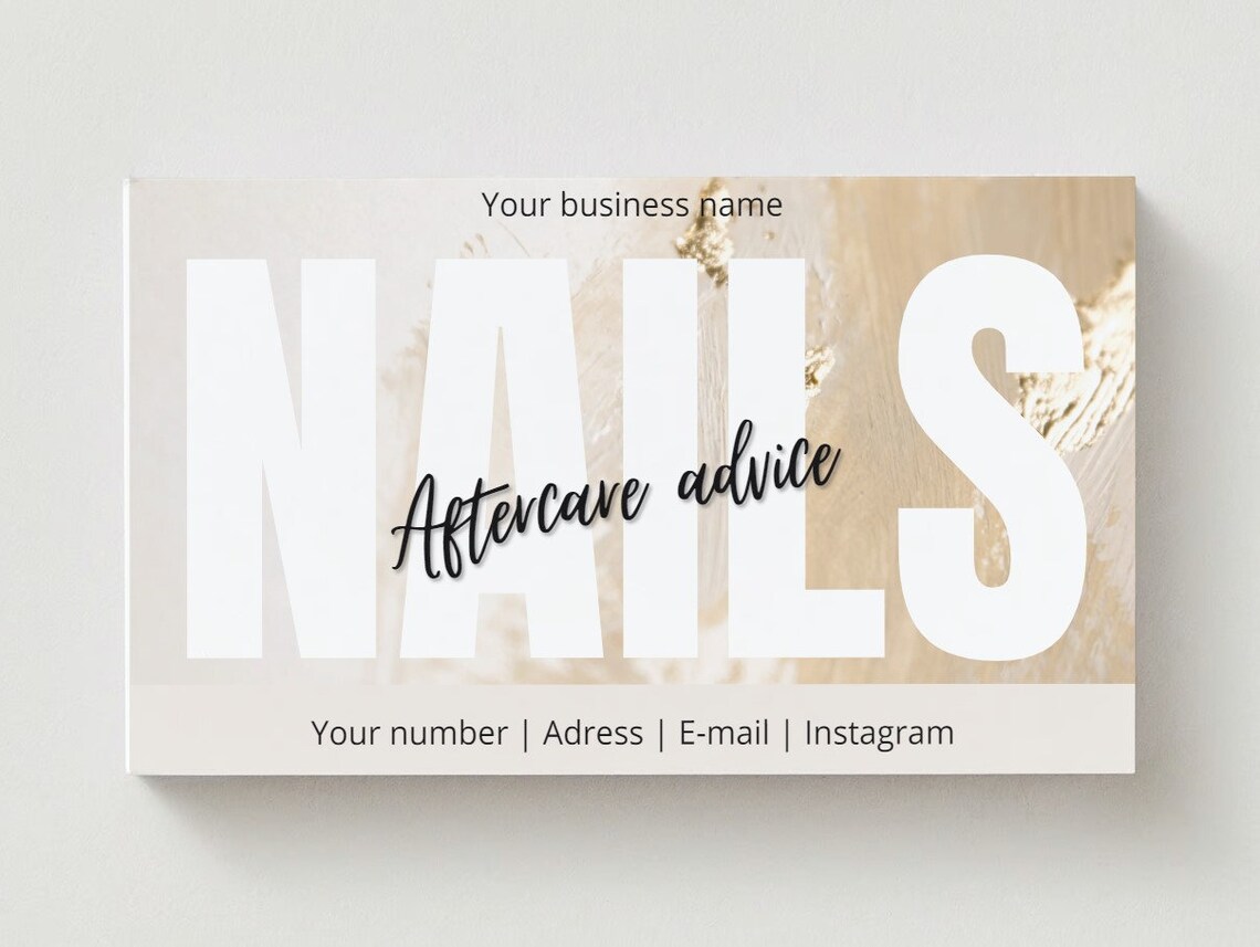 Nail Aftercare Card Design Template, Modern Customer Cards, Editable ...