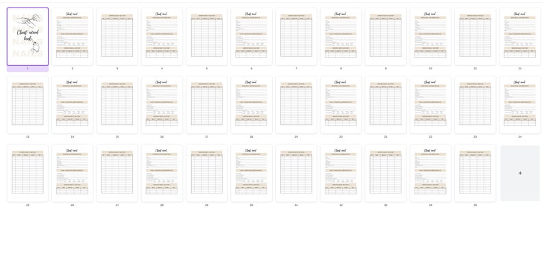 EDITABLE Client Record Book Template, Nail Salon Printable Client Card ...