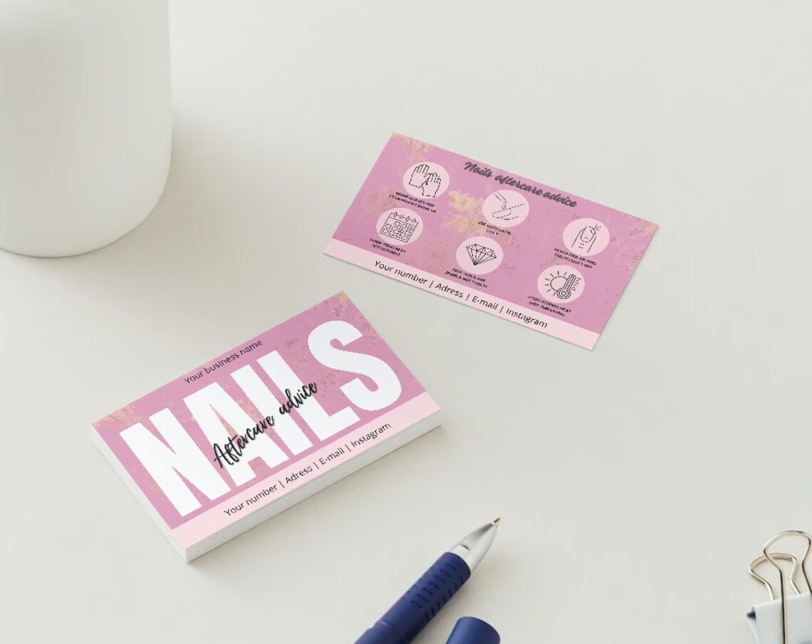 Nail Aftercare Card Design Template Modern Customer Card, Editable ...
