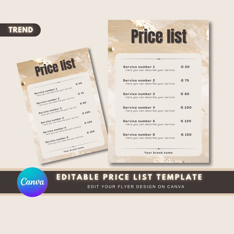 DIY Price List Template Editable Beauty Salon Pricing Template Design ...