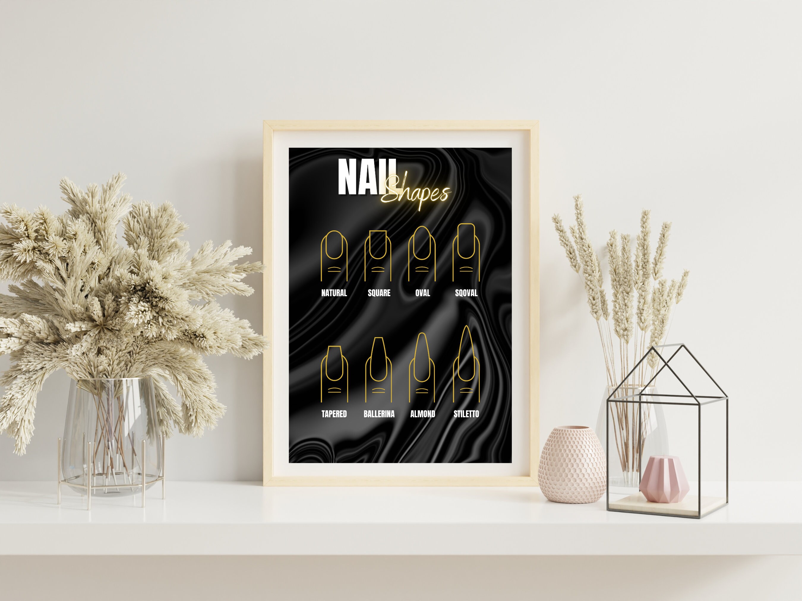 Nails Salon Wall Art Nail Shapes Poster, Manicure Wall Art, Nail Salon ...