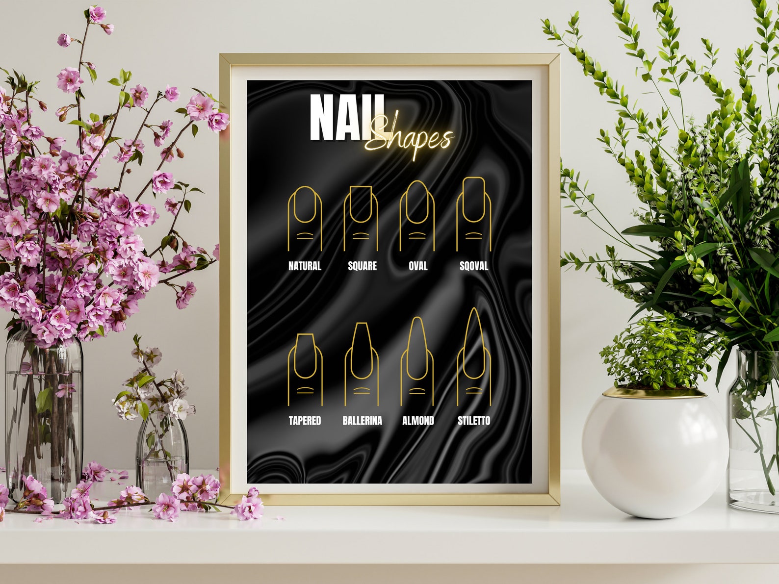 Nails Salon Wall Art Nail Shapes Poster, Manicure Wall Art, Nail Salon ...