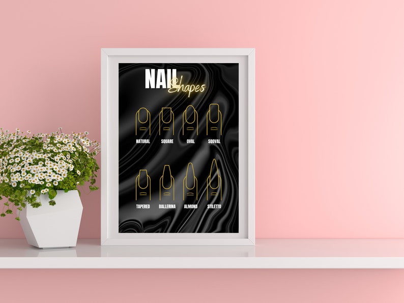 Nails Salon Wall Art Nail Shapes Poster, Manicure Wall Art, Nail Salon ...
