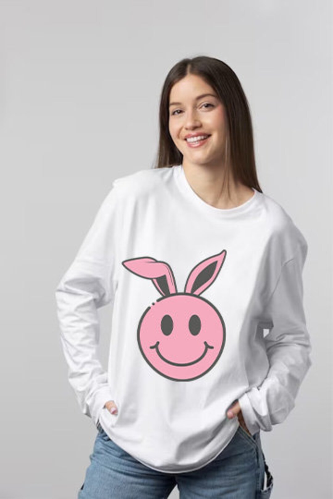 Happy Easter Smile Face Bunny SVG Easter Bunny PNG Easter Rabbit Cricut ...