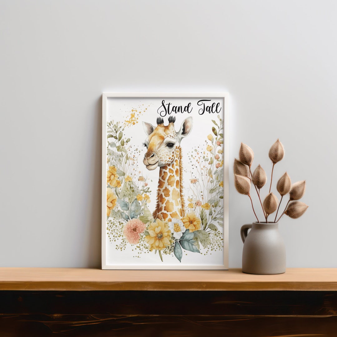 Nursery Wall Art Printable Digital Download Safari Giraffe Watercolor ...