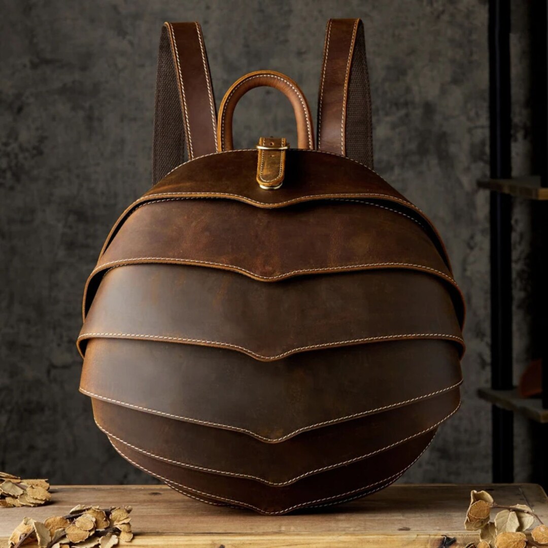 Leather Backpack Men's, Beetle Backpack, Small Genuine Leather Daypack ...