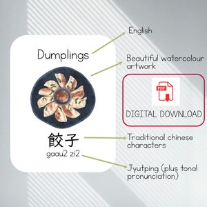 Hong Kong Food Cantonese Flashcards With BONUS Menu, Traditional ...