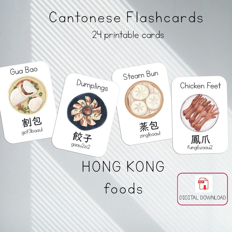 Hong Kong Food Cantonese Flashcards With BONUS Menu, Traditional ...