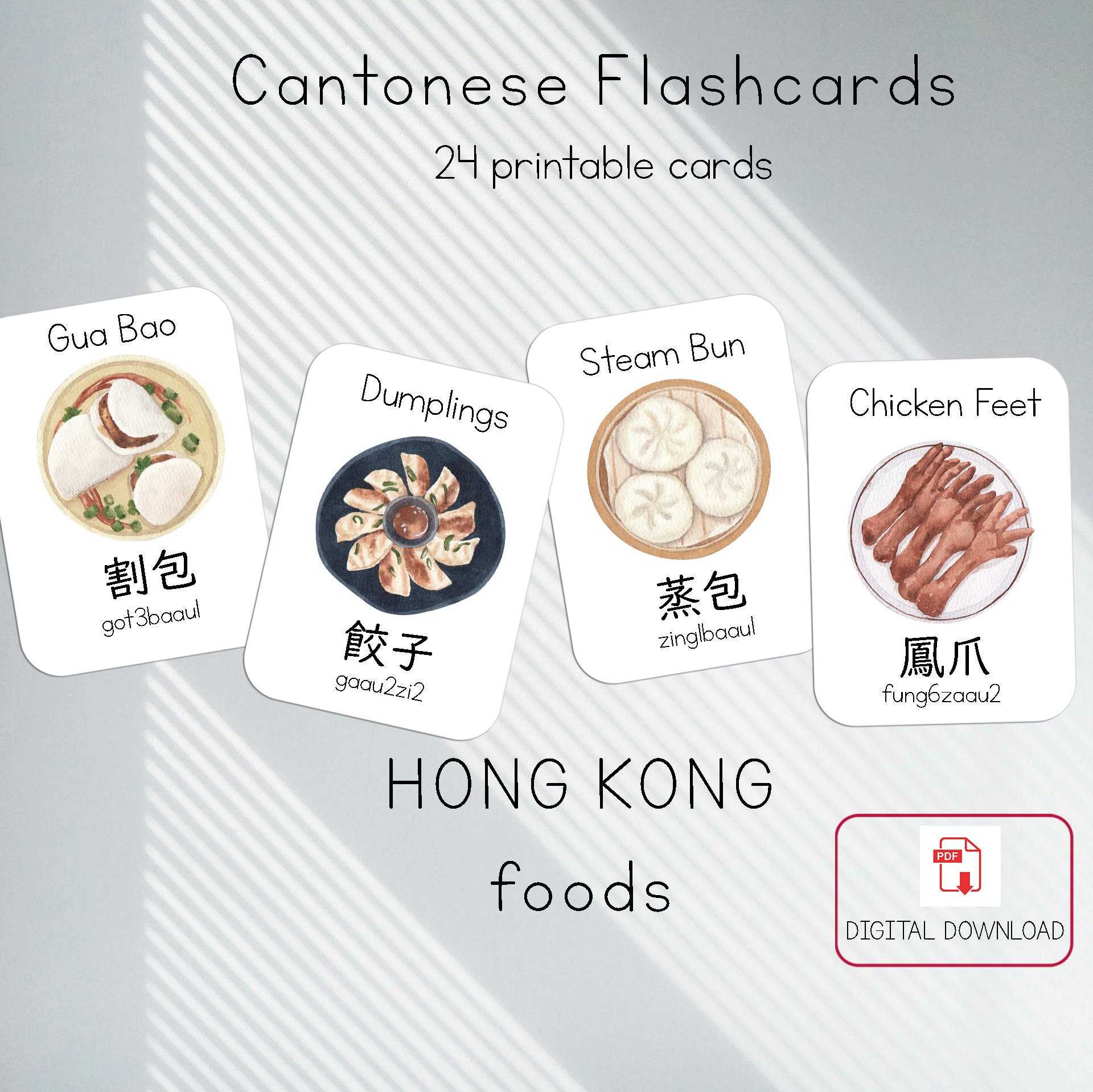 Hong Kong Food Cantonese Flashcards With BONUS Menu, Traditional ...