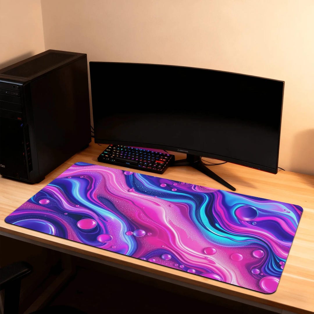 Abstract Neon Desk Mat – Fluid Art Mouse Pad, Modern Decor - Etsy