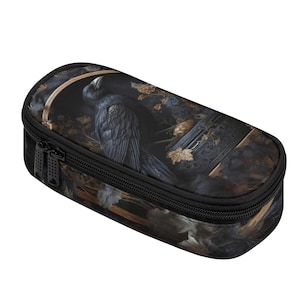 3-layer/simple Pencil Case Crow. Makeup Organizer, Goth Bag, Gift Box ...