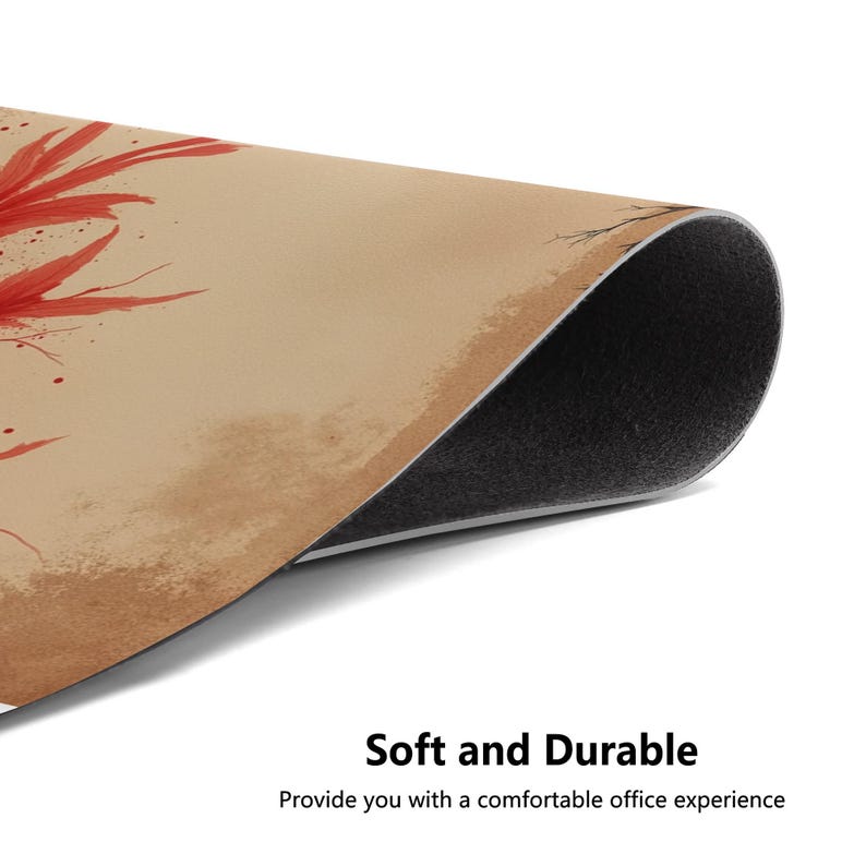 Japanese Crimson Blossom Desk Mat. Elegant Floral Mouse Pad - Etsy
