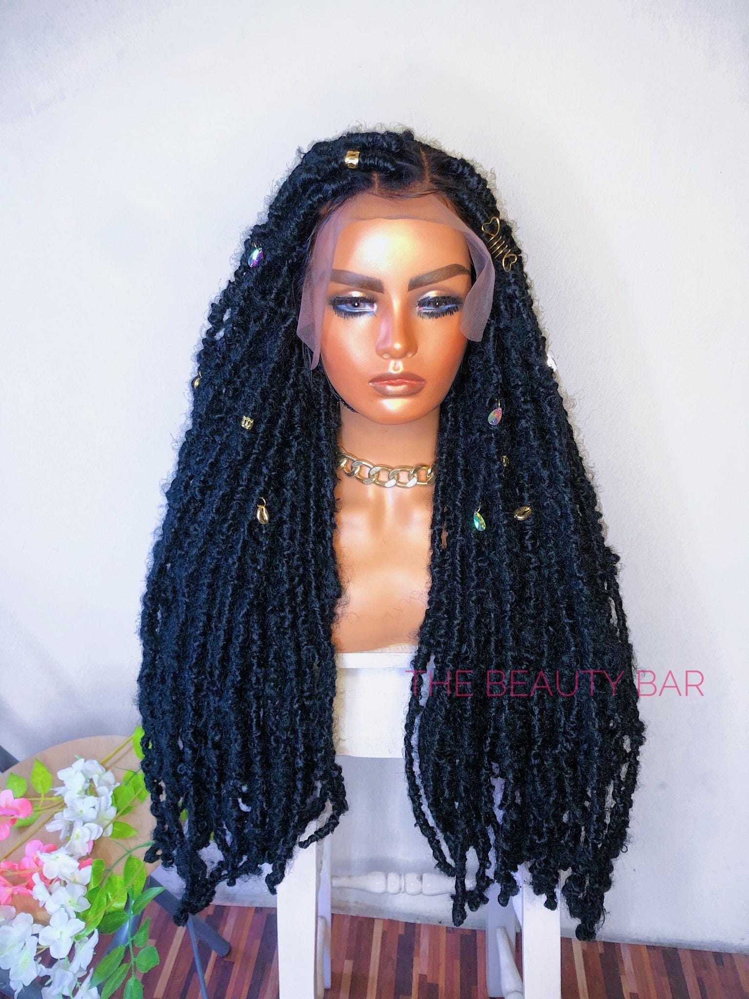 Butterfly Locs Lace Wig .braided Wig for Black Women. Full Lace Dread ...