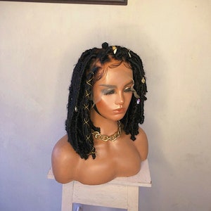 Faux Locs Lace Frontal Wig: Short Bob, Black Braided Wig - Etsy