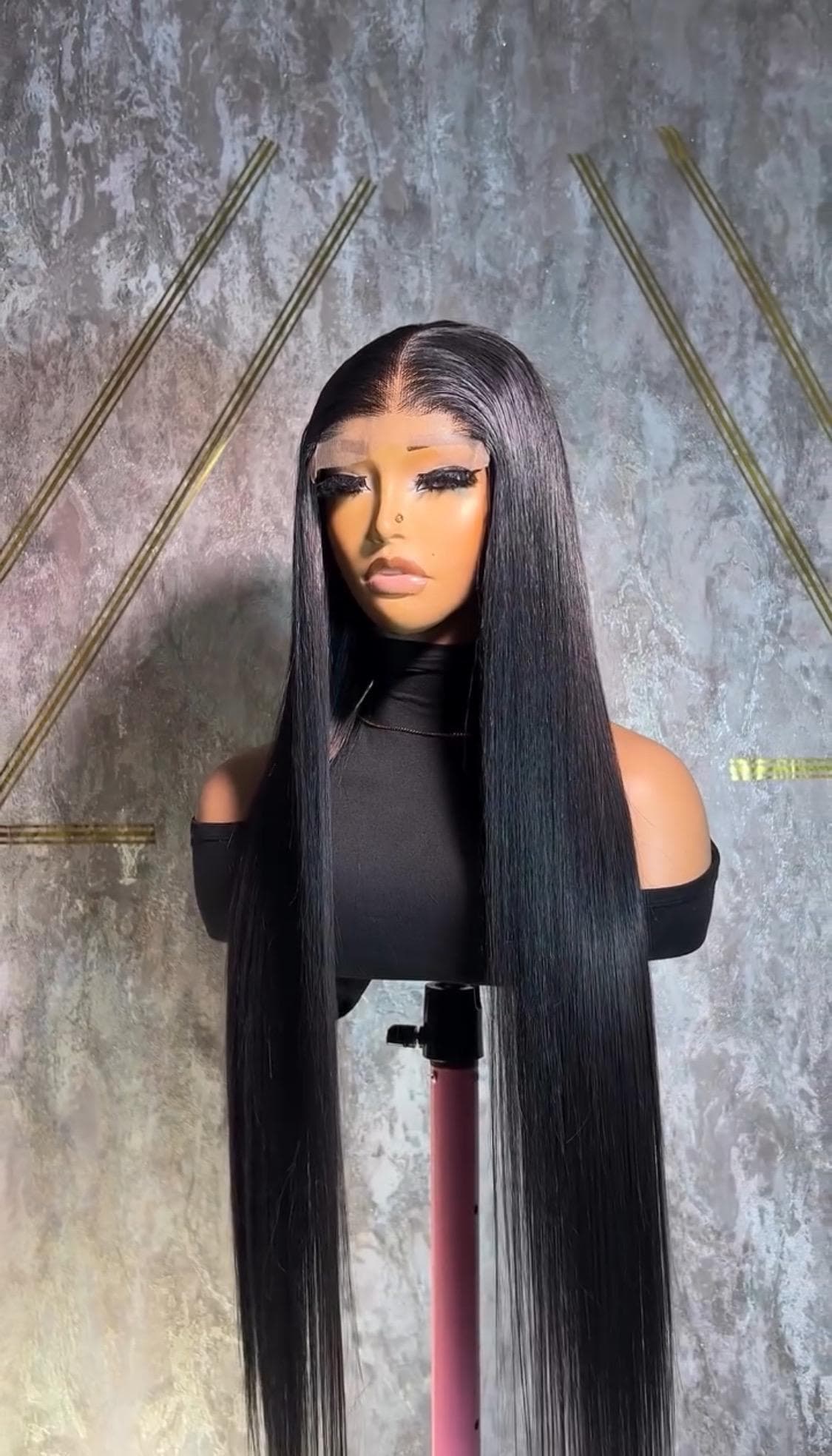 30 Inch Bone Straight Lace Closure Wig: Hair Blend Wig - Etsy