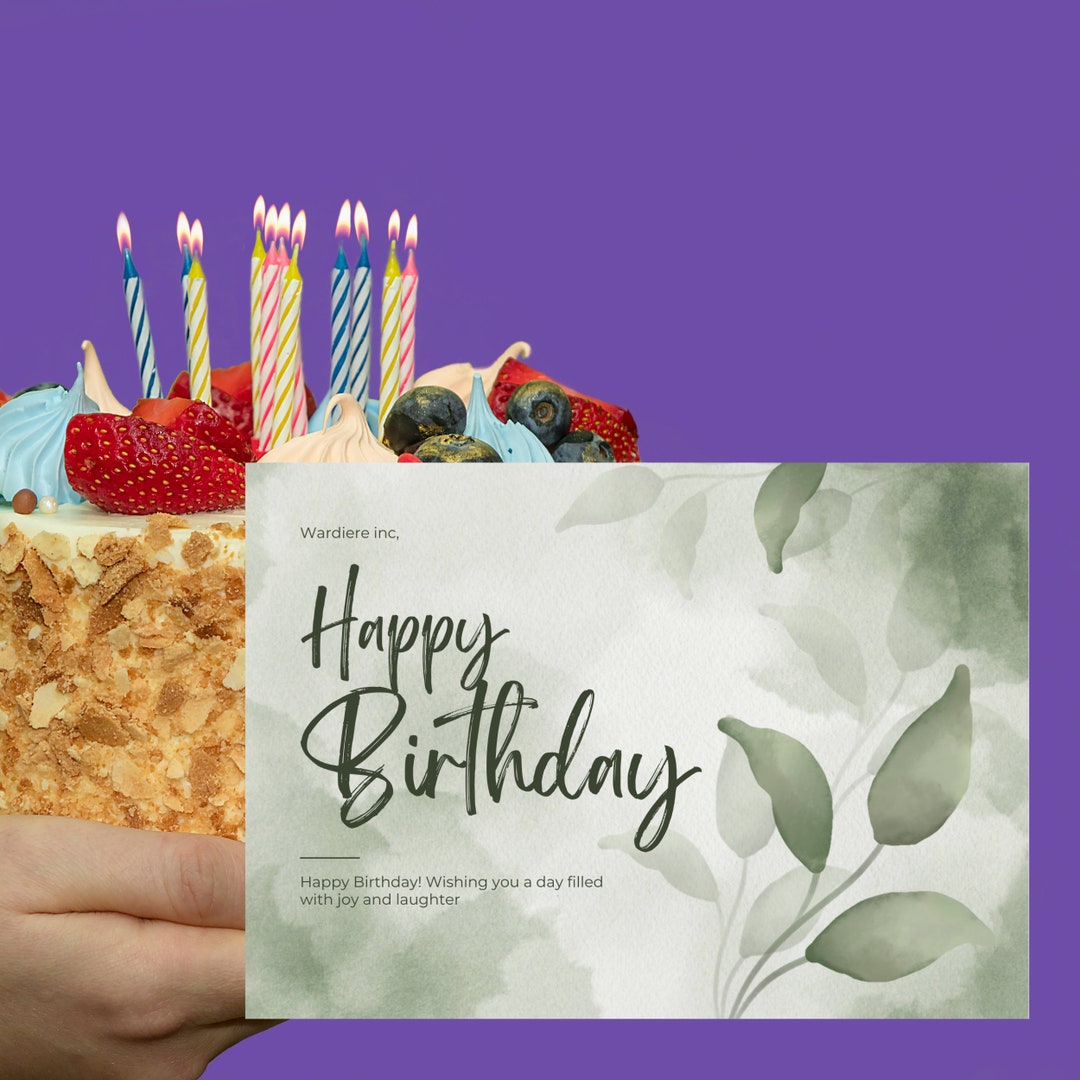 Green Happy Birthday Card - Etsy