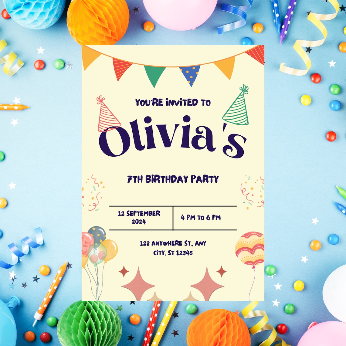 Cream Festive Birthday Invitation - Etsy