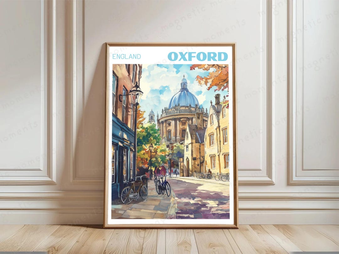 Oxford Travel Poster, Hand-drawn Oxford Illustration Print, England ...