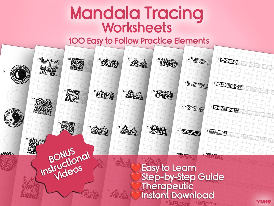 Mandala Tracing Worksheets | Mindfulness Challenge, Handmade, PDF ...