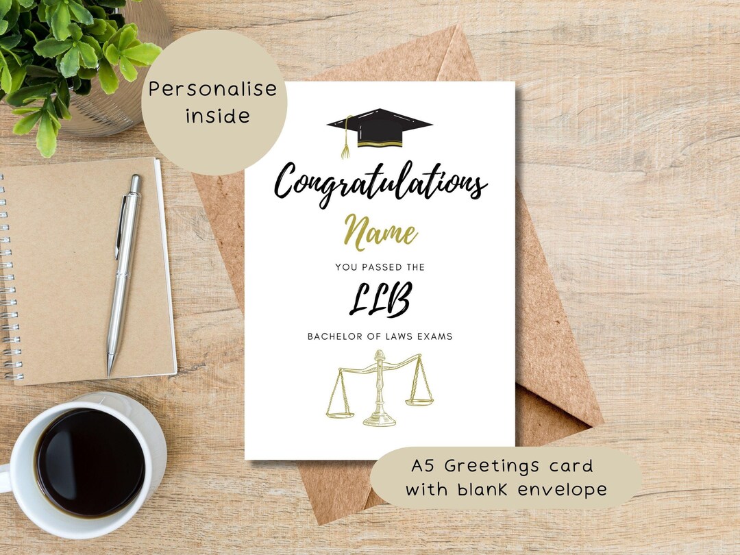 Congratulations Passed LLB Card, Passed Law Exams Card, Law Student ...