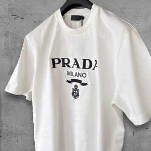 Prada Logo Embroidery Chest White T-shirt Size S - Etsy