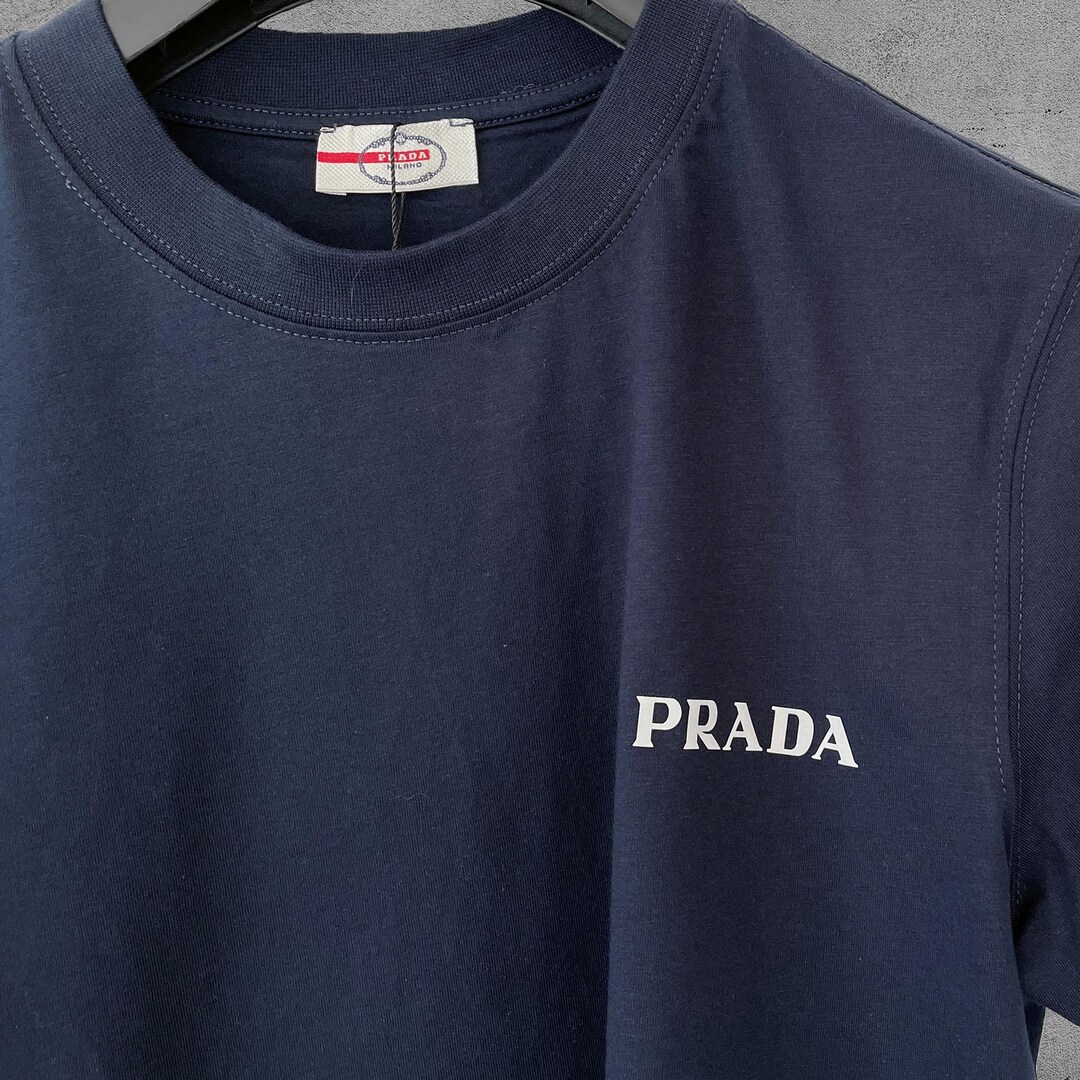 Prada With 3D Logo Letters on Chest Navy Blue T-shirt Size XL - Etsy