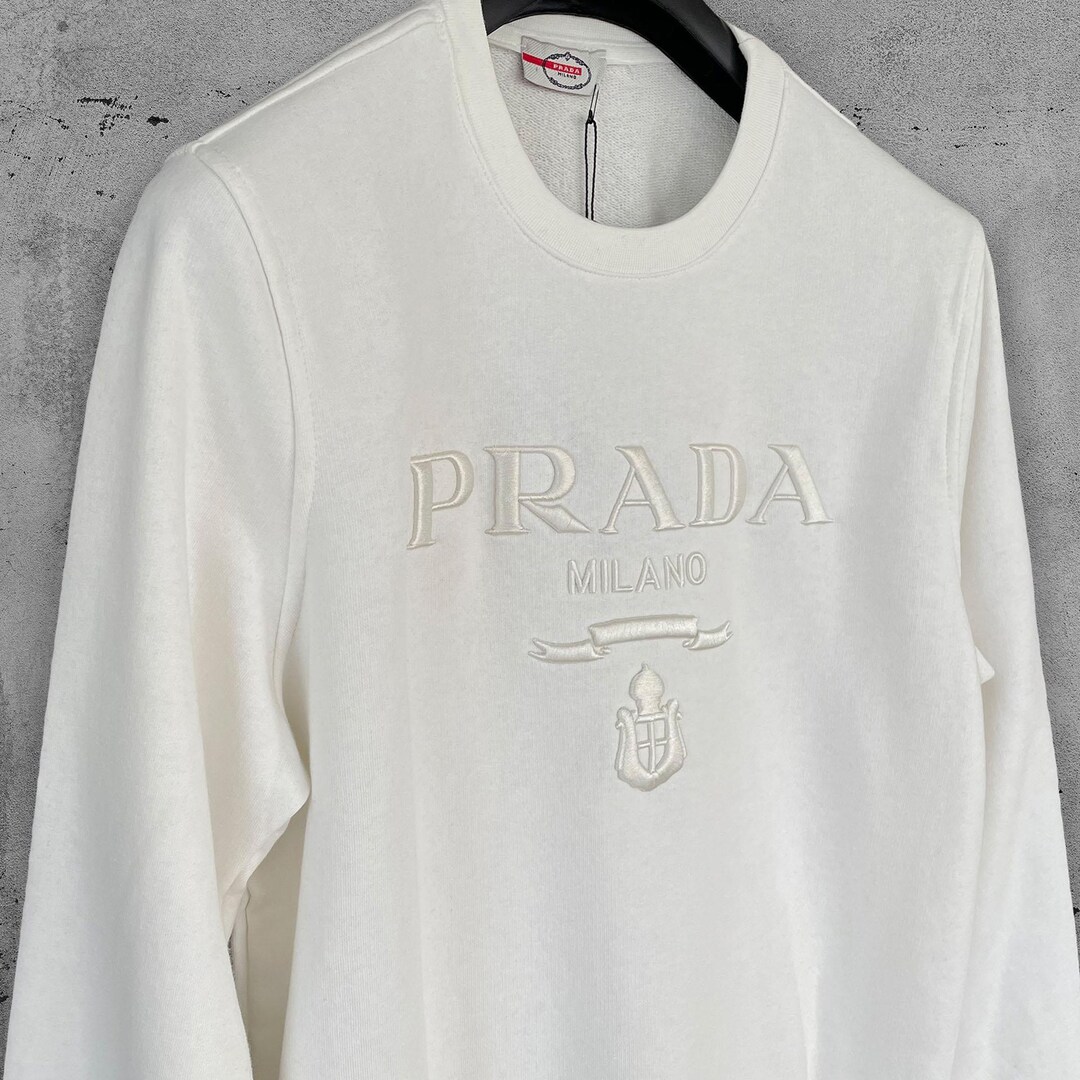 Prada 3D Logo Embroidery White Sweater Size M - Etsy