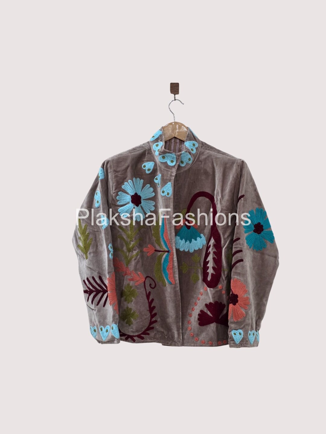 Bohemian Velvet Suzani Short Jacket – Boho Embroidered Festival Coat ...