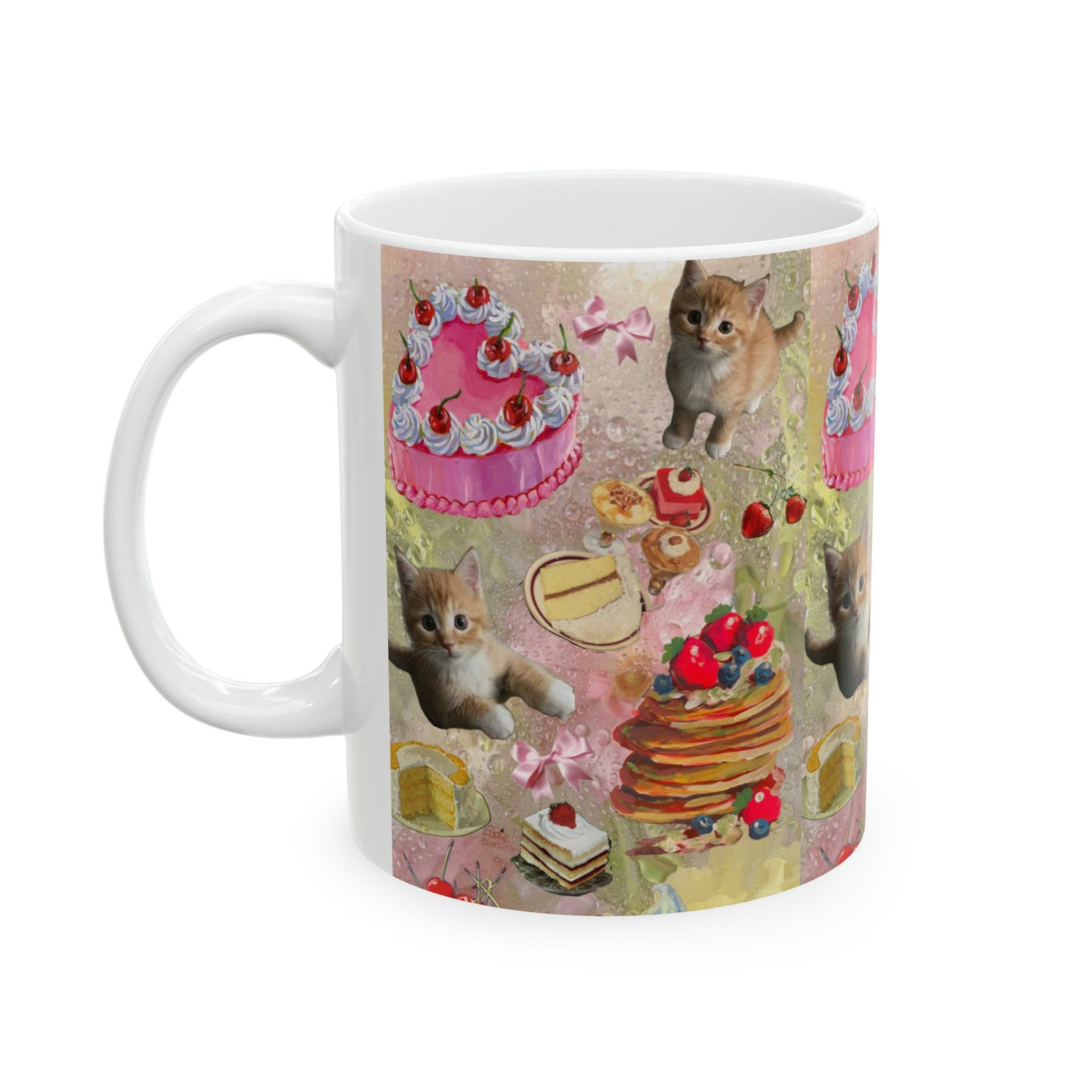 Cakes, Pancakes, Dessert and Kittens Cute Ceramic Mug | Handmade Gift ...