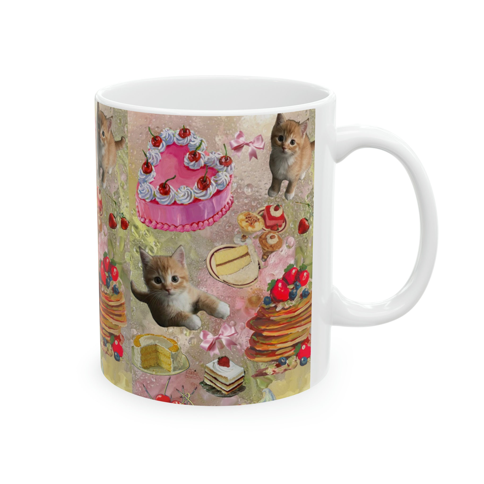 Cakes, Pancakes, Dessert and Kittens Cute Ceramic Mug | Handmade Gift ...