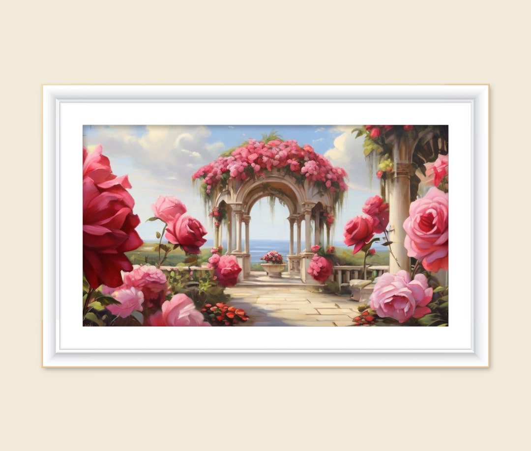 4 Rose Garden Oil Paintings | Digital Art Instant Download for Wall Art ...