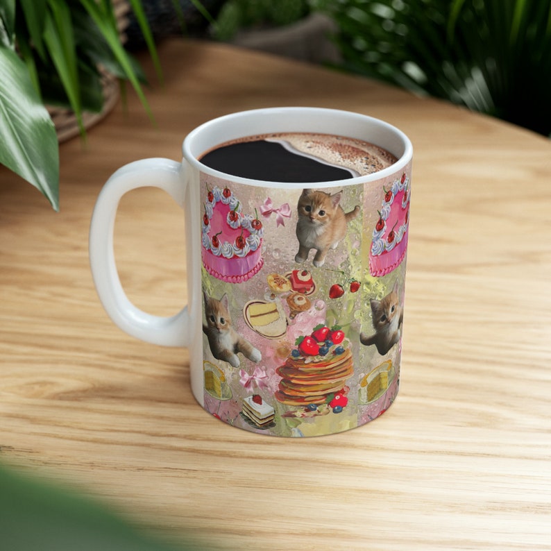 Cakes, Pancakes, Dessert and Kittens Cute Ceramic Mug | Handmade Gift ...