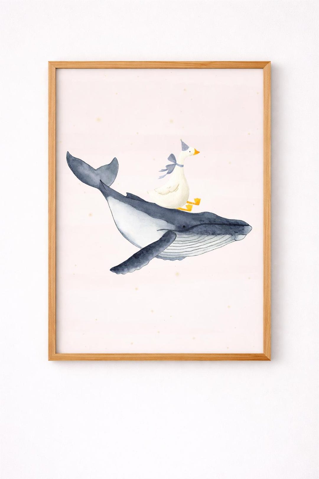 Children's Poster of a Whale and a Goose – Watercolor Animal Picture ...