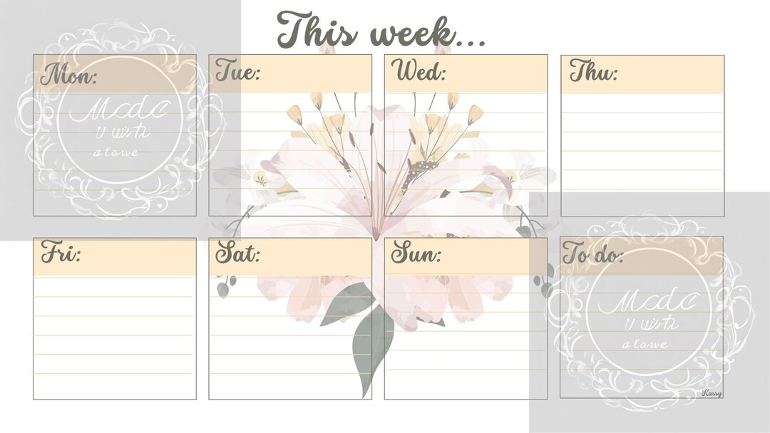 Flower Weekly Planner, Printable to Do List, Weekly Agenda, Girly - Etsy