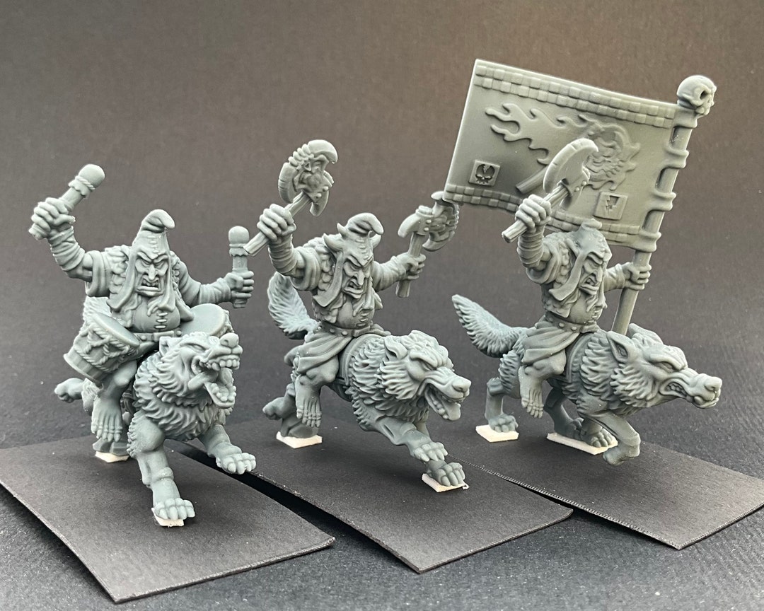 Evil Dwarf Army Hobgoblin Wolf Raider Warriors Command Group Fabelzel ...