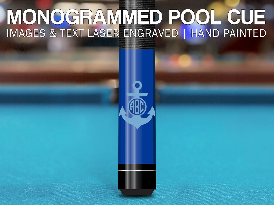 Anchor Monogrammed Custom Engraved Blue Pool Cue Personalized Gift for ...
