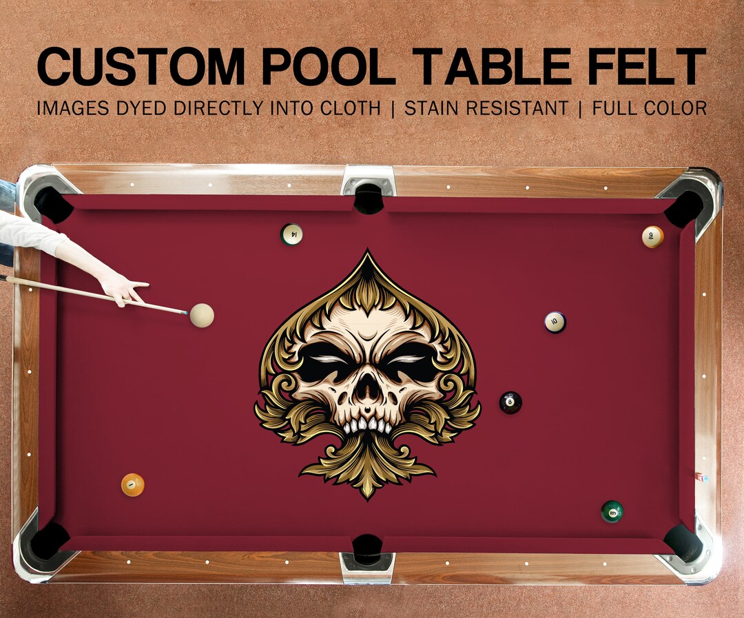 Skull of Spades Custom Pool Table Felt Great Gift for Birthday's or ...