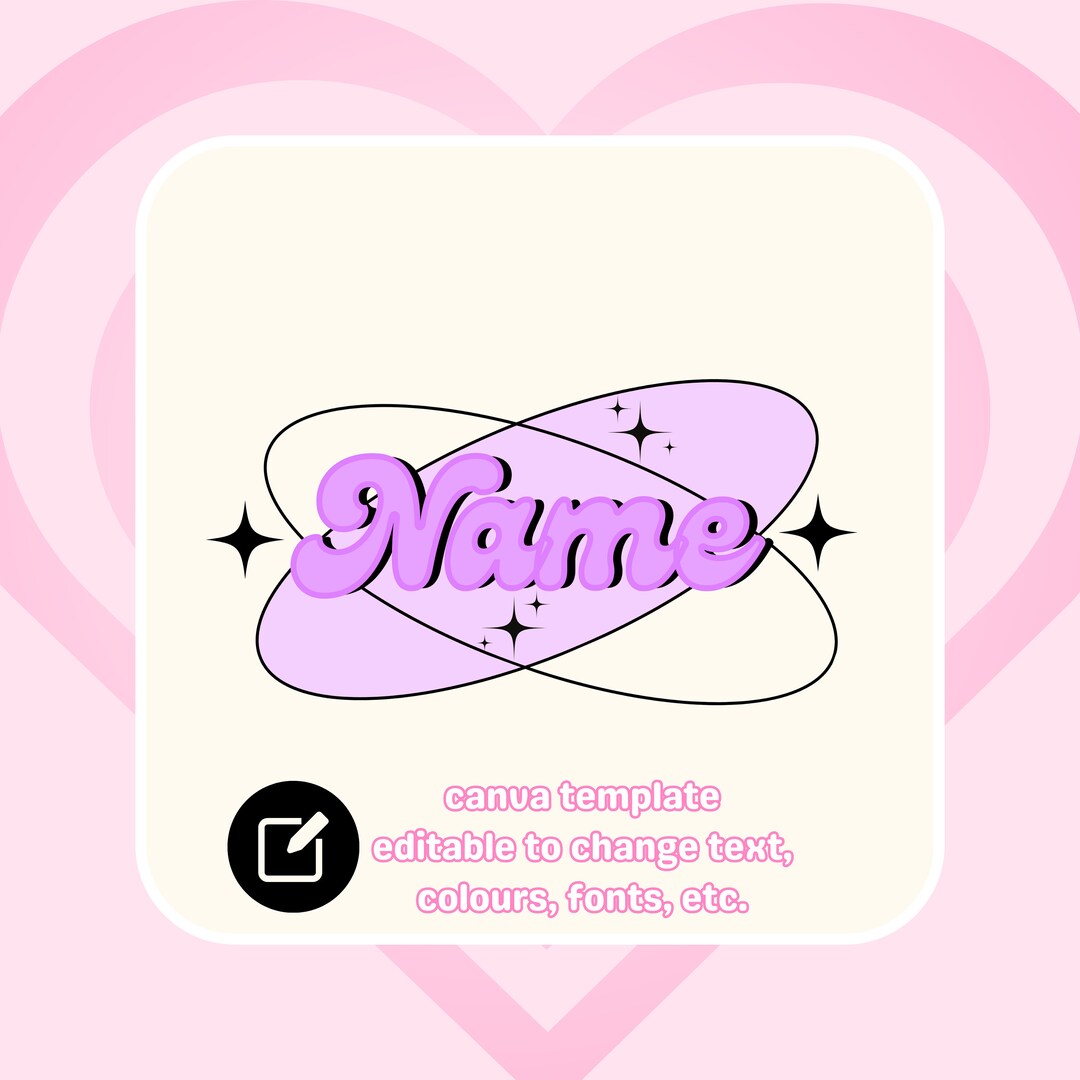 Retro Style One Word Logo Purple Y2k Canva Template Logo for Brand Easy ...